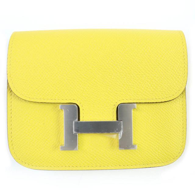 未使用品☆HERMES エルメス コンスタンススリム ヴォーエプソン ジョーヌナプル シルバー金具 コンパクトウォレット 財布 W刻印 箱・袋付