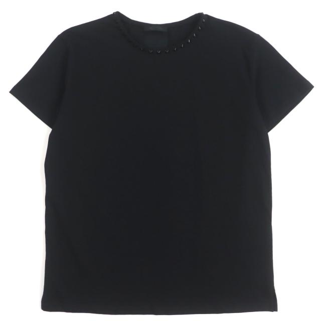 極美品▼VALENTINO ヴァレンティノ 2022年製 2V3MG08X595 ロックスタッズ クルーネック 半袖Ｔシャツ ブラック S 伊製 正規品　メンズ