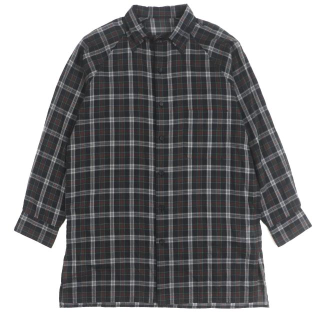 極美品▼Yohji Yamamoto ヨウジヤマモト 24SS HS-B17-013 2WAY ダブルカラー ラグランスリーブ チェック柄 長袖シャツ 2 正規品 メンズ