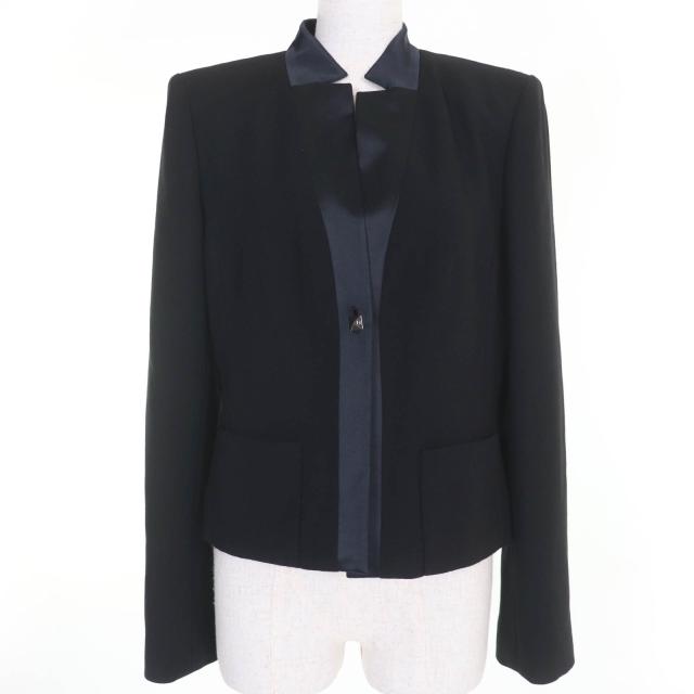 美品☆CHANEL シャネル 03A P21990W03211 ウール シルク ココマークピラミッドボタン ジャケット ブラック 40 仏製 正規品 レディース