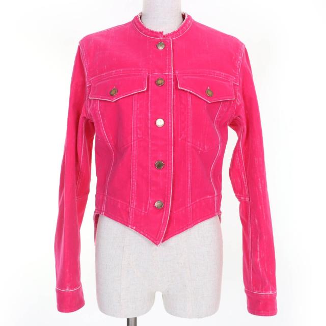 極美品☆LOUIS VUITTON ルイヴィトン 2022年製 金ロゴボタン モノグラム ジャケット ピンク 34 イタリア製 正規品 レディース