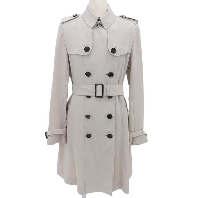 美品▲BURBERRY LONDON バーバリーロンドン B1A17-731-40 ロゴボタン・ベルト付 トレンチコート ベージュ 40 日本製 正規品 レディース