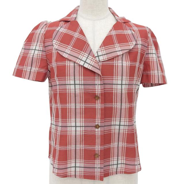 極美品▲Vivienne Westwood Red Label ヴィヴィアンウエストウッド レッドレーベル 16-01-851019 ハートモチーフ 半袖シャツ 赤 2 正規品