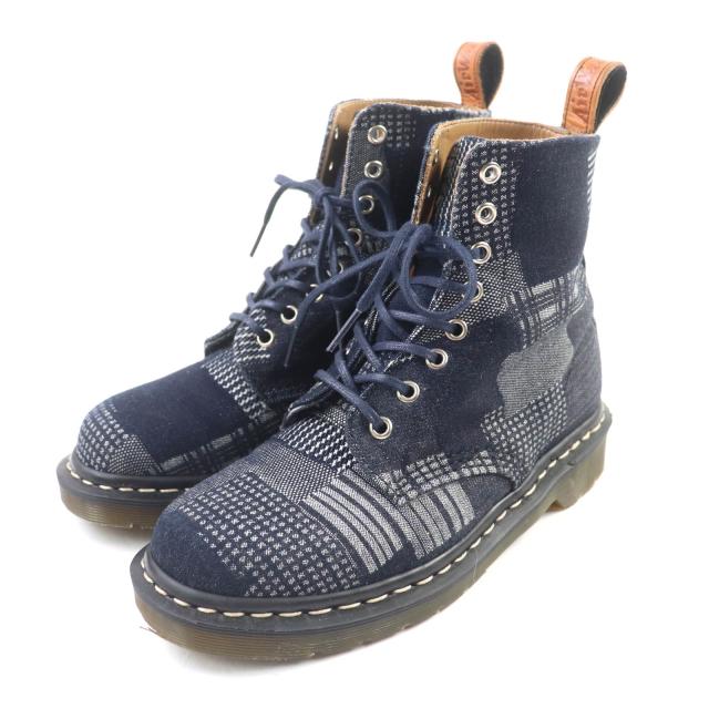 美品★Dr.Martens ドクターマーチン パスカルボロ デニム 8ホール レースアップ ショートブーツ ネイビー UK11 イングランド製 レディース