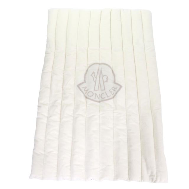 極美品▼MONCLER モンクレール CRM GIFT BOUDIN BLANKET アルパカ・カシミヤ混 ロゴ ブランケット ホワイト グレージュ 正規品 メンズ