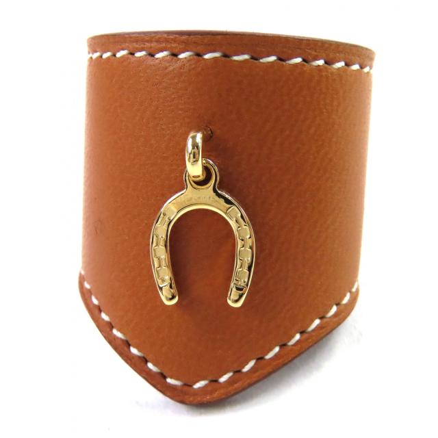 極美品△HERMES エルメス ポルトボヌール レザー シルク マロンアルザン ゴールド金具 スカーフリング 箱・保存袋付き 仏製 レディース