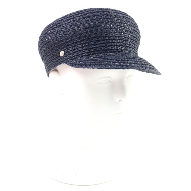 極美品★HERMES エルメス 2023年製 ガラテ ラフィア100％ シルバー金具 セリエ金具付 帽子 キャスケット ネイビー 59 箱・袋付　正規品