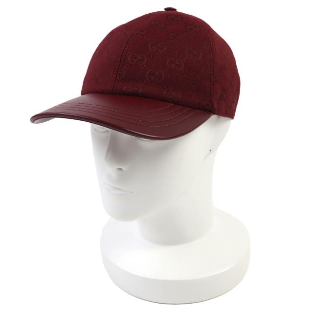 未使用品△GUCCI グッチ 25SS 833272 GG Monogram Canvas Baseball Cap GGモノグラム レザー使い ベースボールキャップ 帽子 L 正規品