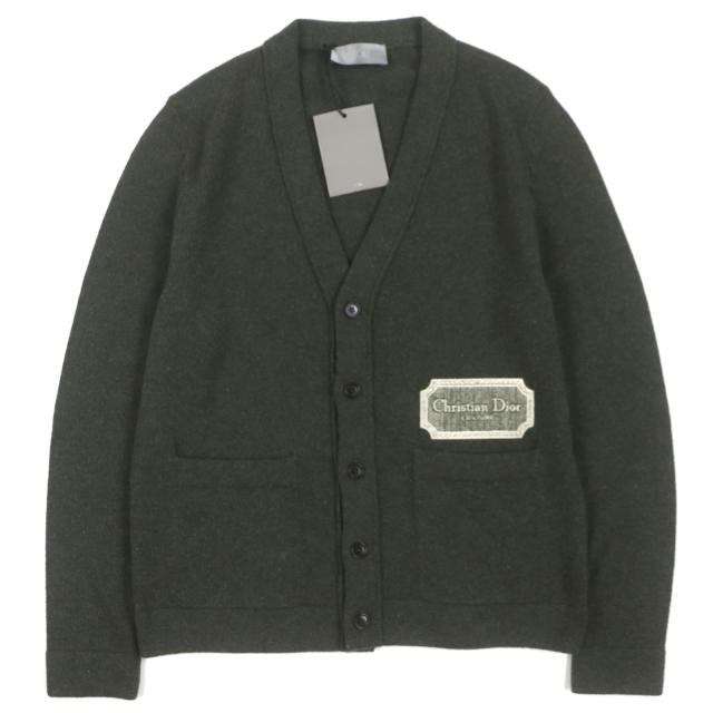 未使用品▼DIOR ディオール オム 243M230AT474 ロゴパッチ Vネック カシミヤジャージー Couture カーディガン M 正規品 定価285000円