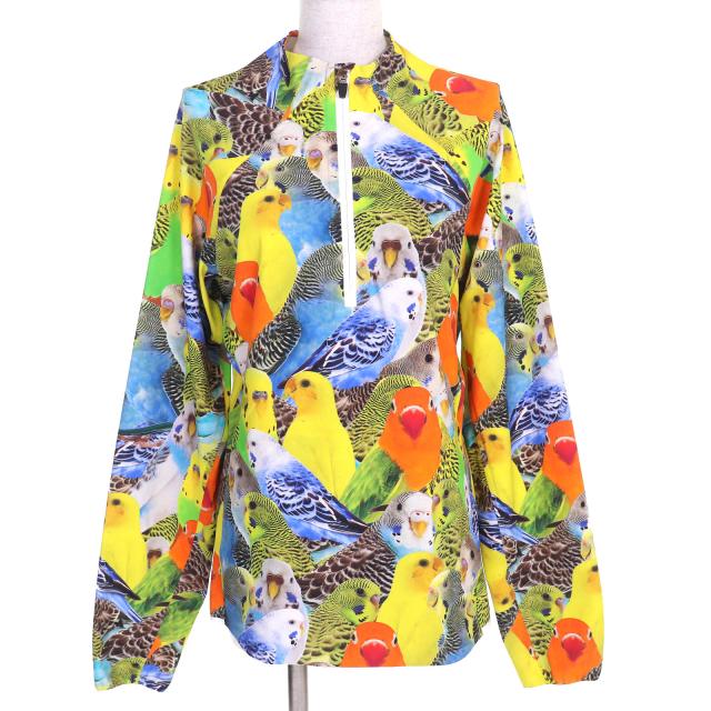 未使用品△LOEWE ロエベ S359Y02X58 パロットプリント アナグラムロゴ ハーフジップ 長袖 トップス イエロー系 マルチカラー M　正規品