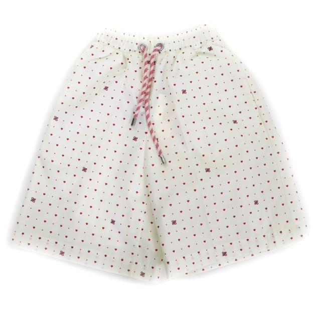 未使用品★FENDI フェンディ 2021年製 FAB259 ロゴ ハート 総柄 スイムパンツ ショートパンツ アイボリー レッド S イタリア製 正規品