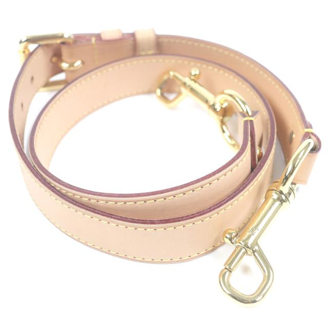美品□LOUIS VUITTON　ルイヴィトン　ヌメ革　レザー　LVロゴ　ショルダーストラップ　ベルト　ベージュ　ゴールド　メンズ　オススメ◎