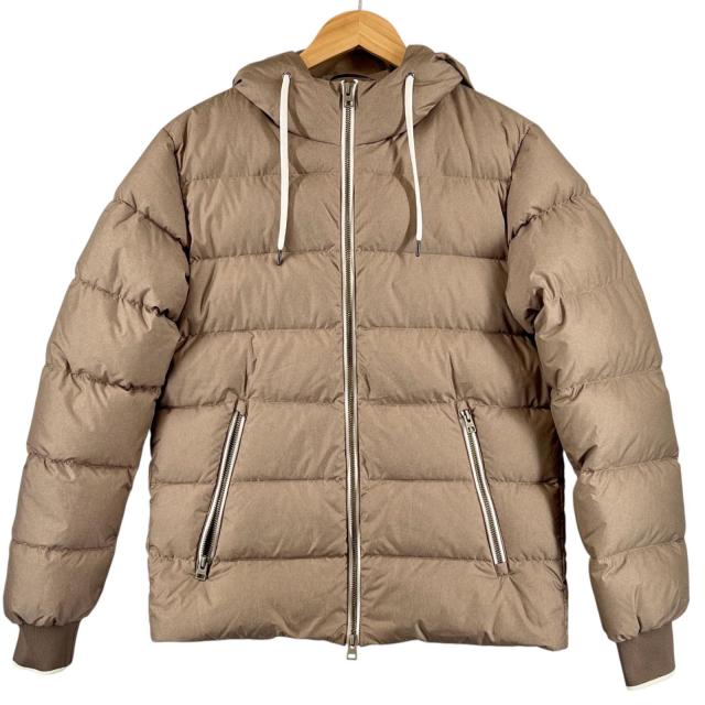 極美品▲HERNO Resort ヘルノ リゾート PI00080UR ロゴ金具 フード付き ダウンジャケット ベージュ 44 正規品 メンズ 定価115500円