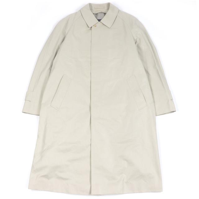 美品□Aquascutum アクアスキュータム コットン100％ カシミヤ混ライナー付き ステンカラーコート ロングコート ベージュ 40 日本製 正規品