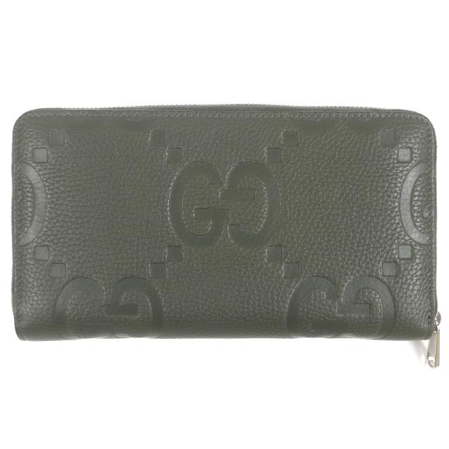 極美品□GUCCI グッチ 739482 レザー ジャンボGG ラウンドジップ 739482 ロングウォレット 長財布 オーガナイザー カーキ イタリア製