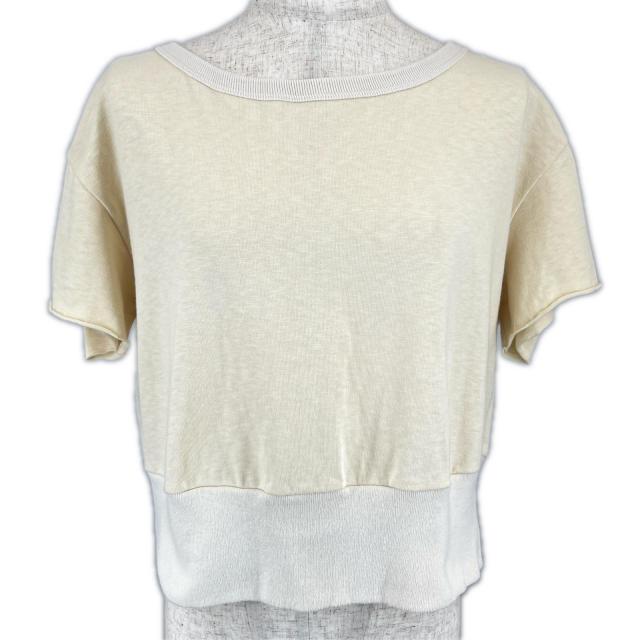 極美品▲MARNI マルニ コットン100% リボンデザイン 半袖カーディガン イエローベージュ 36 イタリア製 正規品 レディース