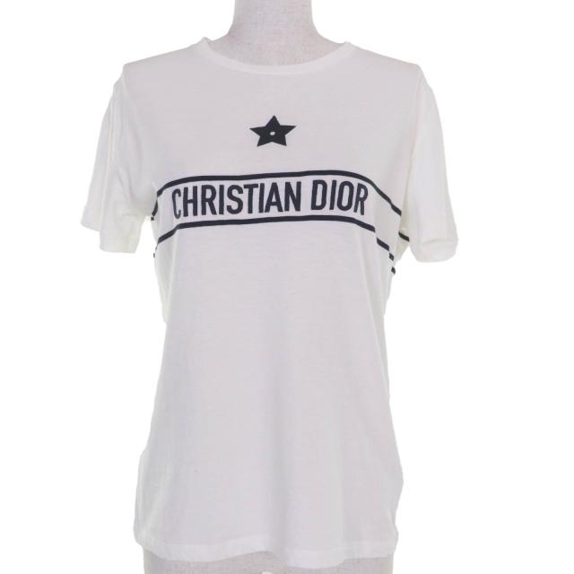 美品☆Christian Dior クリスチャンディオール 323T06A4414 ロゴ エンブロイダリー 半袖Ｔシャツ ホワイト M 伊製 正規品 レディース
