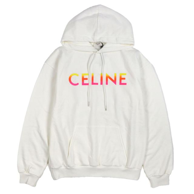 未使用品▼CELINE セリーヌ 2Y753670Q コットン エディ期 グラデーションロゴ ルーズ フーディー プルオーバー パーカー S 正規品 メンズ