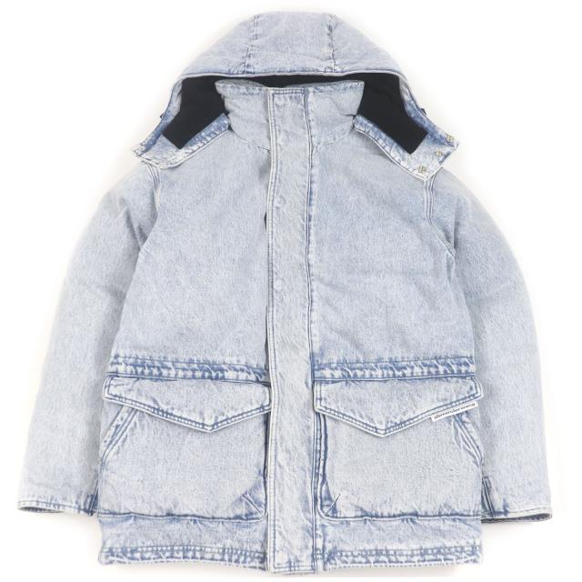 美品□Alexander Wang アレキサンダーワン UDC4222243 ライトウォッシュデニム フーデッド 中綿 パファージャケット ライトブルー XXS
