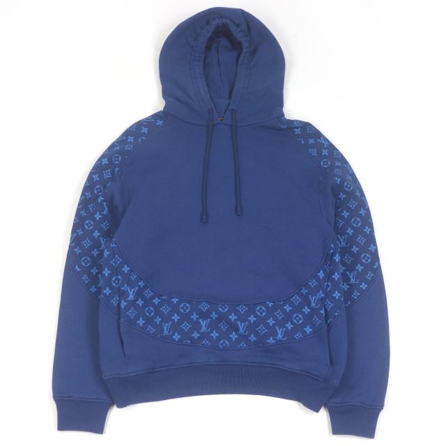 【ドンドン見直し】良品□LOUIS VUITTON ルイヴィトン 22AW モノグラム プルオーバーパーカー ブルー XS イタリア製 正規品 メンズ