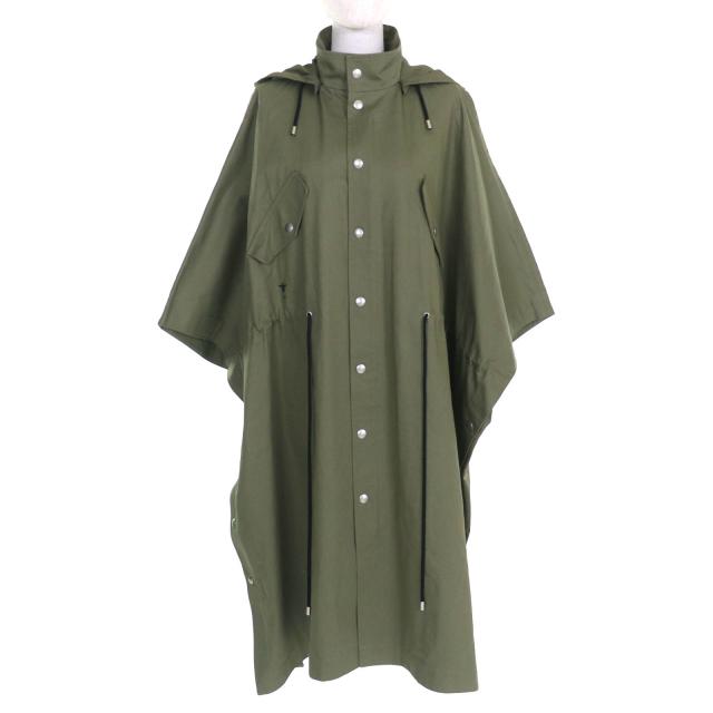 美品△Christian Dior クリスチャンディオール 857M82A3726 コットン100% Bee刺繍 フード付き ミリタリー ケープコート カーキ XS 正規品