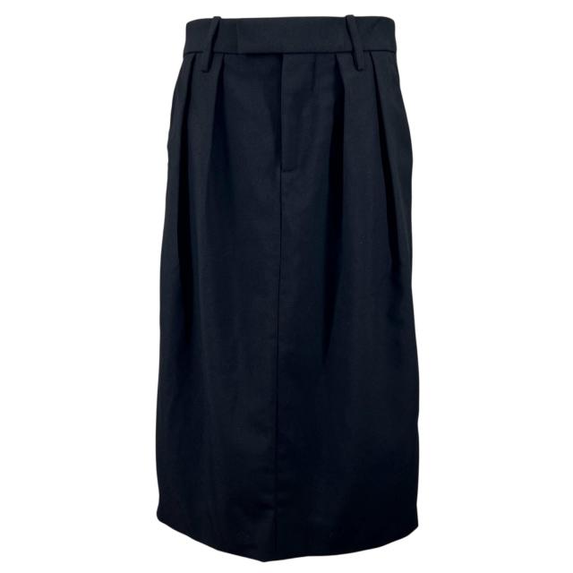 未使用品▲GUCCI グッチ 23AW 771126 ウール100％ サイドライン 膝丈 スカート ブラック 38 イタリア製 正規品 レディース