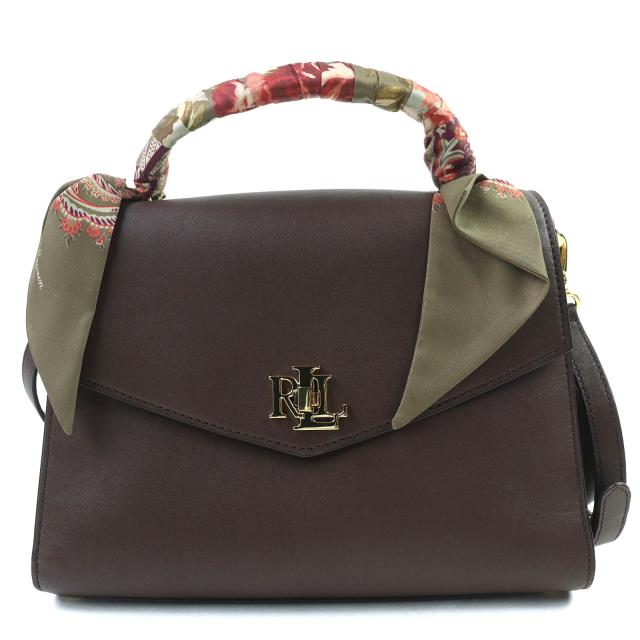 未使用品△LAUREN RALPH LAUREN ローレンラルフローレン Farrah サッチェル スカーフトリム レザー 2WAY ハンドバッグ ショルダーバッグ