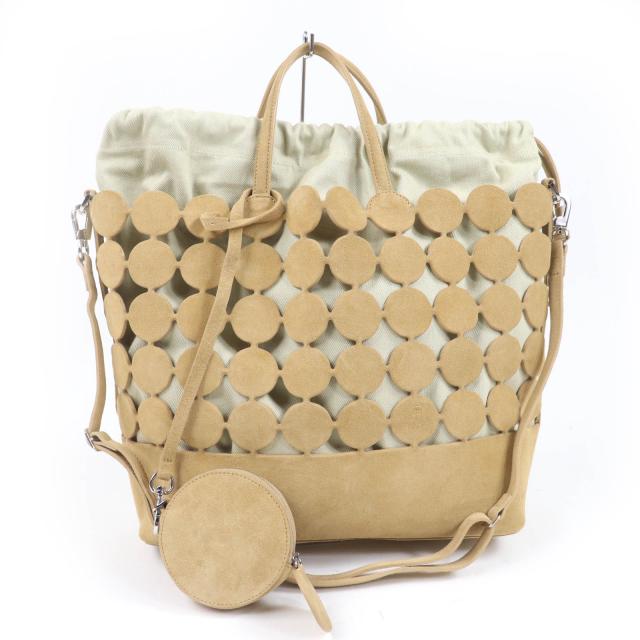 美品☆PIERRE HARDY ピエールアルディ ビュル トートバッグ ポーチ付 スウェードレザー 2WAY ショルダー トートバッグ ベージュ レディース
