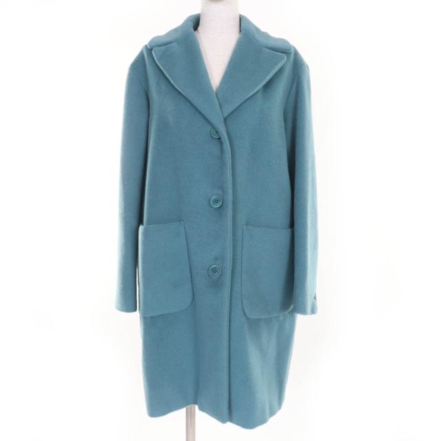 極美品☆WEEKEND MaxMara ウィークエンドマックスマーラ ウール アルパカ モヘア混 コート ブルー系 40 イタリア製 正規品 レディース