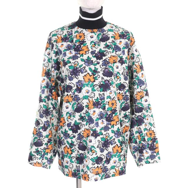 極美品△Plan C プランシー CMCAC56KMOTP059 花柄 バックジップ ハイネック プルオーバー マルチカラー 38 伊製 正規品