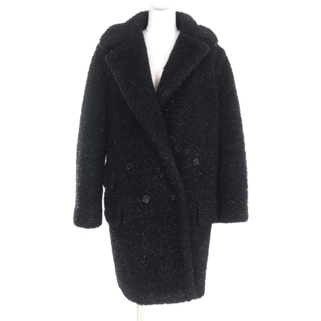 極美品★Max Mara マックスマーラ 10163996 キャメル シルク混 白タグ ラメ テディベアコート ブラック 40 イタリア製 正規品