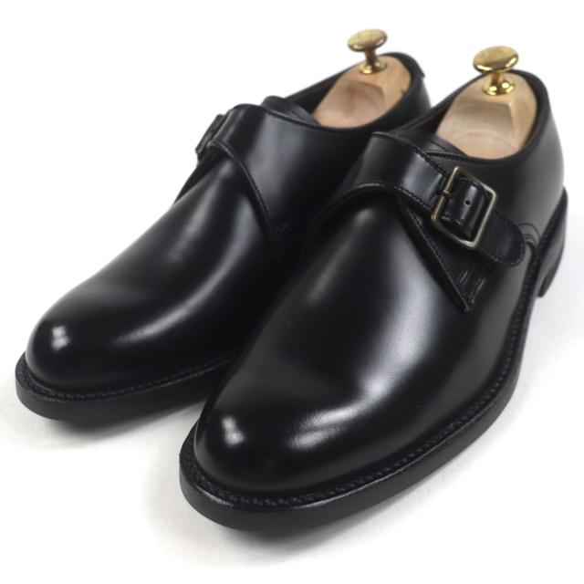 未使用品▼REGAL リーガル レザー モンクストラップ プレーントゥ レザーシューズ ブラック 25.5EE メンズ ビジネスオススメ◎