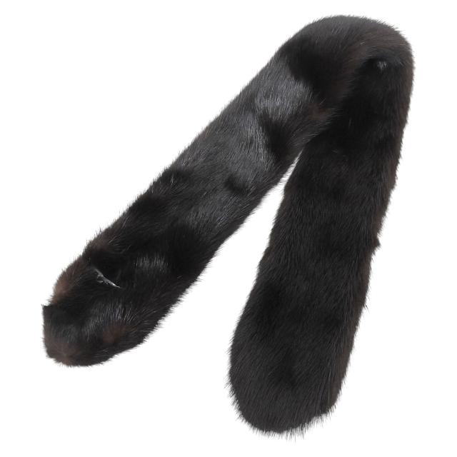 極美品▲FENDI フェンディ ミンク MINK ロゴ金具付き ティペット ショール ダークブラウン 保存袋付き イタリア製 レディース