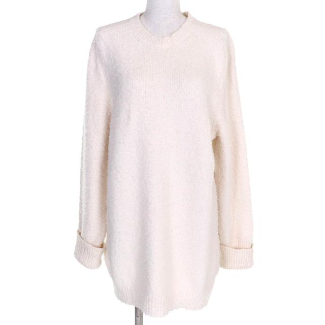 美品△Maison Margiela 4 メゾンマルジェラ4 21AW 551GP0225 コットン 4ステッチ クルーネック 長袖ニット セーター アイボリー S　正規品