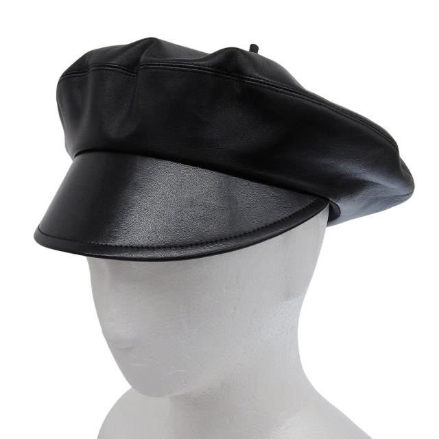 美品▲Christian Dior クリスチャンディオール 05DPA918G700 ラムレザー 裏地シルク100％ キャスケット ブラック 58 フランス製 正規品
