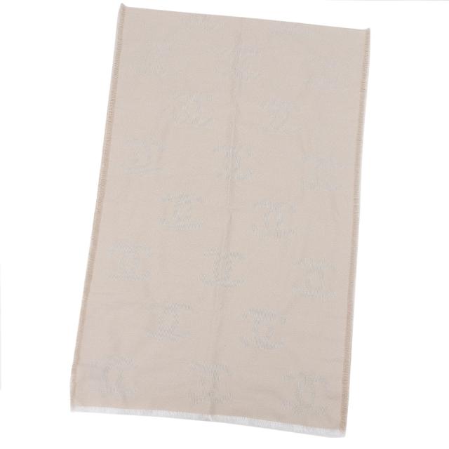 極美品▲CHANEL シャネル 2023年製 G23 シルク カシミヤ混 ラメ入り ココマーク柄 マフラー ストール ピンクベージュ系 箱付 イタリア製