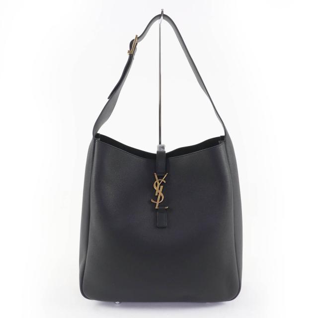 極美品☆SAINT LAURENT PARIS サンローランパリ 753837 LE 5 A 7 ソフト ラージ レザー ショルダーバッグ ブラック ゴールド金具