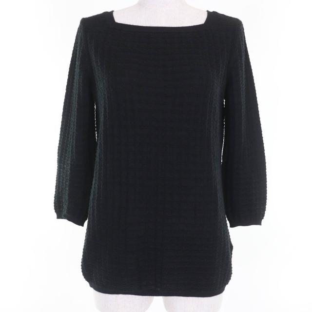 極美品☆HERMES エルメス カシミヤ シルク 7分袖 ニット トップス セーター ブラック 38 イタリア製 正規品 レディース