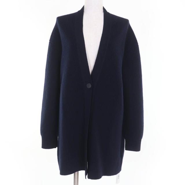 未使用品☆HERMES エルメス 2702D1 24AWカシミヤ100％ セリエボタン 長袖ニット カーディガン ネイビー 38 イギリス製 正規品 レディース