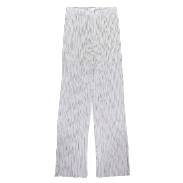 極美品△PLEATS PLEASE プリーツプリーズ イッセイミヤケ PP55-JF111 九分丈 パンツ シンプル ライトグレー 0 日本製 正規品 レディース