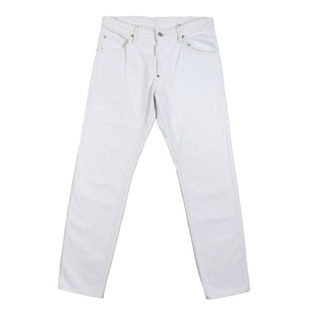 【ドンドン見直し】極美品▼DSQUARED2 ディースクエアード 23SS S74LB1309 レザーパッチ付 デニムパンツ ホワイト 48 伊製 正規品 メンズ