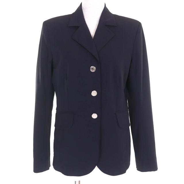 極美品△HERMES エルメス ジャンプ セリエボタン 乗馬競技用ジャケット シングル ジャケット ネイビー 42 フランス製 正規品 レディース