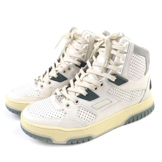 未使用品◇GUCCI グッチ 765437 インターロッキングG ヴィンテージ加工 ハイカット レザー スニーカー シルバー金具 36.5 箱・保存袋付き