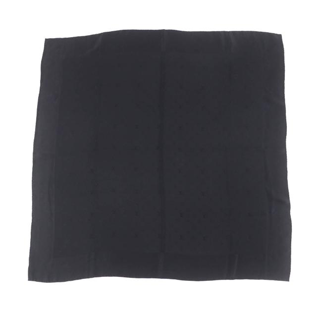 極美品★LOUIS VUITTON ルイヴィトン カレ モナコ シルク100％ ロゴ入り モノグラム  スカーフ ブラック イタリア製 レディース