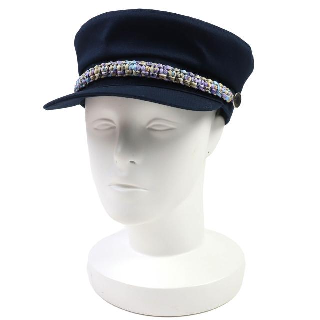 未使用品△HERMES エルメス DEAUVILLE SILK ドーヴィル セリエボタン キャスケット 帽子 ネイビー 57 箱・保存袋付き フランス製 正規品