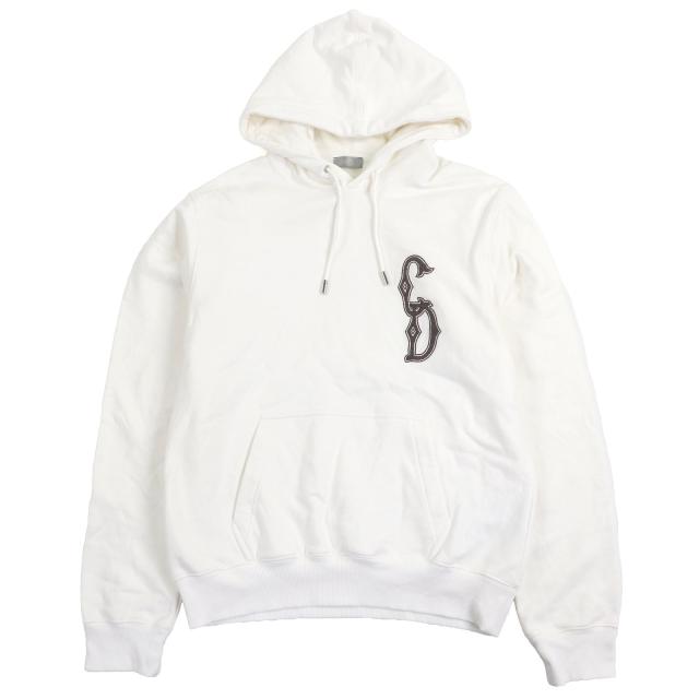 美品□DIOR ディオール オム 23AW 343J698A0531 CDインターレース フーディ プルオーバーパーカー ホワイト M イタリア製 正規品 メンズ