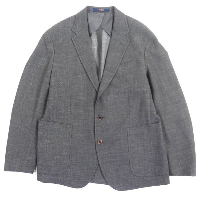 美品▼Polo by Ralph Lauren ポロバイラルフローレン シングルジャケット テーラードジャケット グレー 42 S ポルトガル製 正規品 メンズ