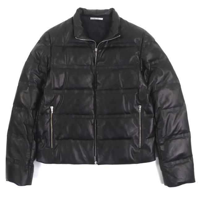 極美品▼DIOR ディオール オム 963L429K0272 ラムレザー ダブルジップアップ ダウンジャケット ブラック 48 イタリア製 正規品　メンズ