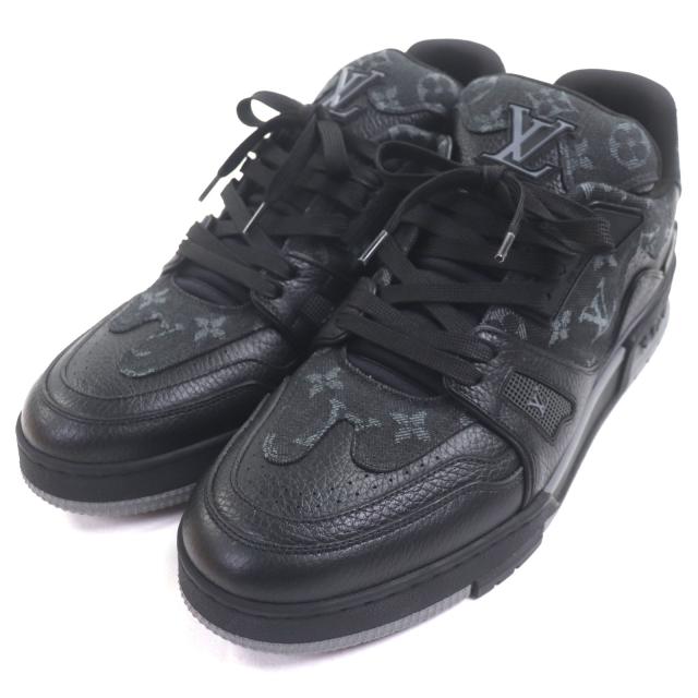 未使用品▼LOUIS VUITTON NIGO ルイヴィトン ニゴ LVトレイナーライン レザー モノグラムデニム スニーカー ブラック 9 箱付き メンズ