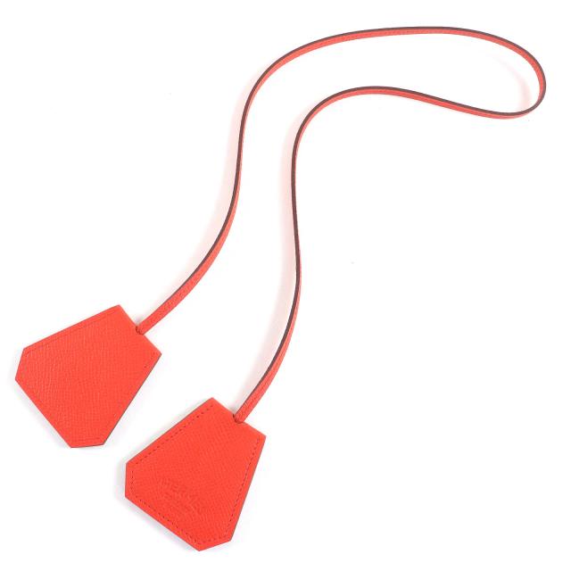 未使用品△HERMES エルメス ハットクリップ カピュシーヌ ヴォーエプソン クロシェット 現行品 レッドオレンジ系 箱付き レディース